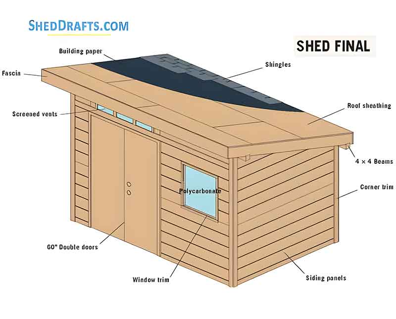 8×12 Lean To Roof Shed Building Plans